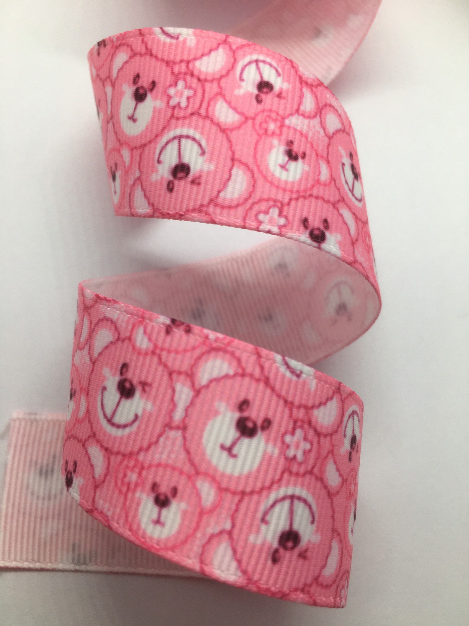 2m Teddy Bear Grosgrain Ribbon Girls Pink Ribbon 25mm - Etsy