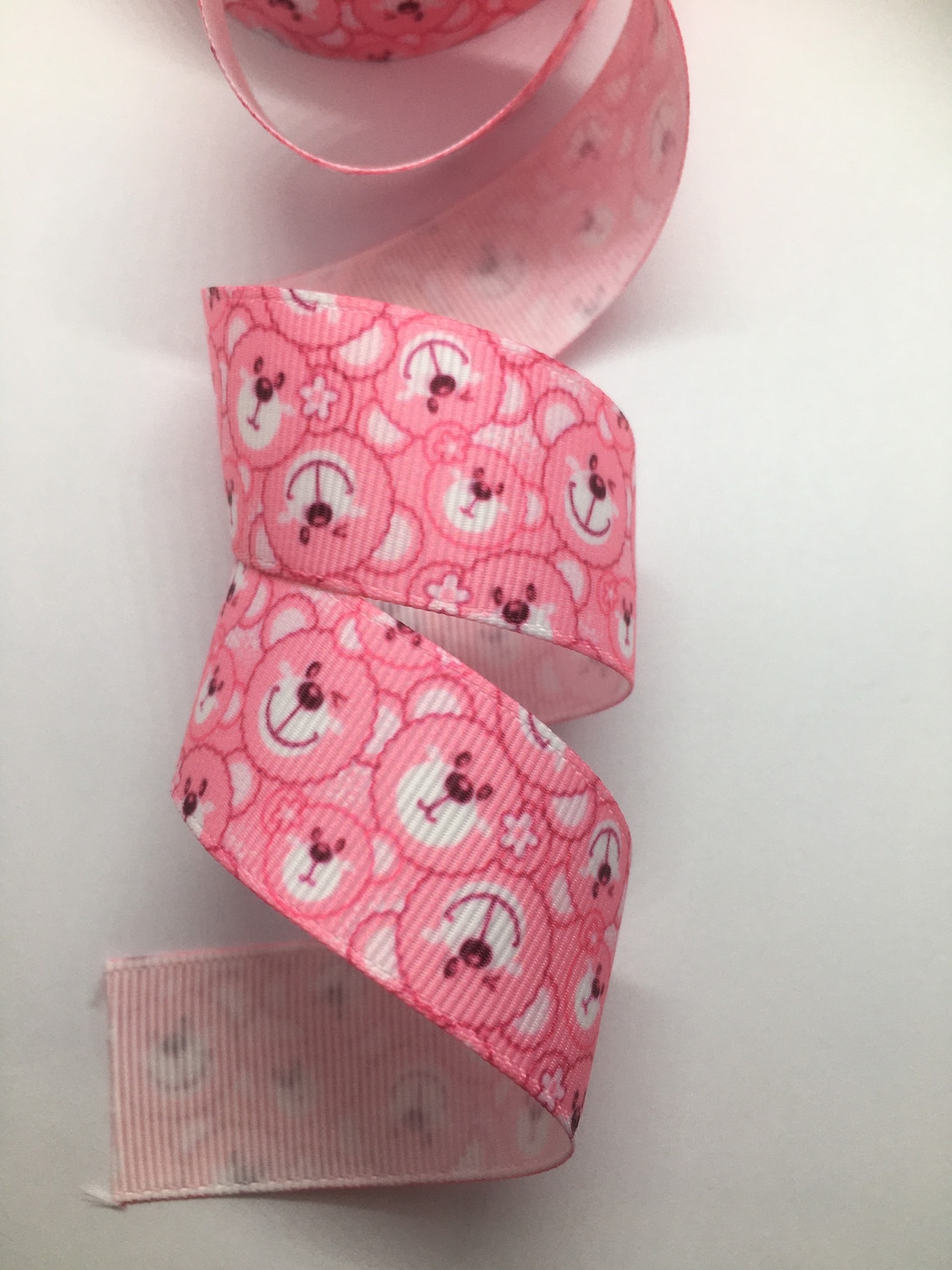 2m Teddy Bear Grosgrain Ribbon Girls Pink Ribbon 25mm | Etsy UK