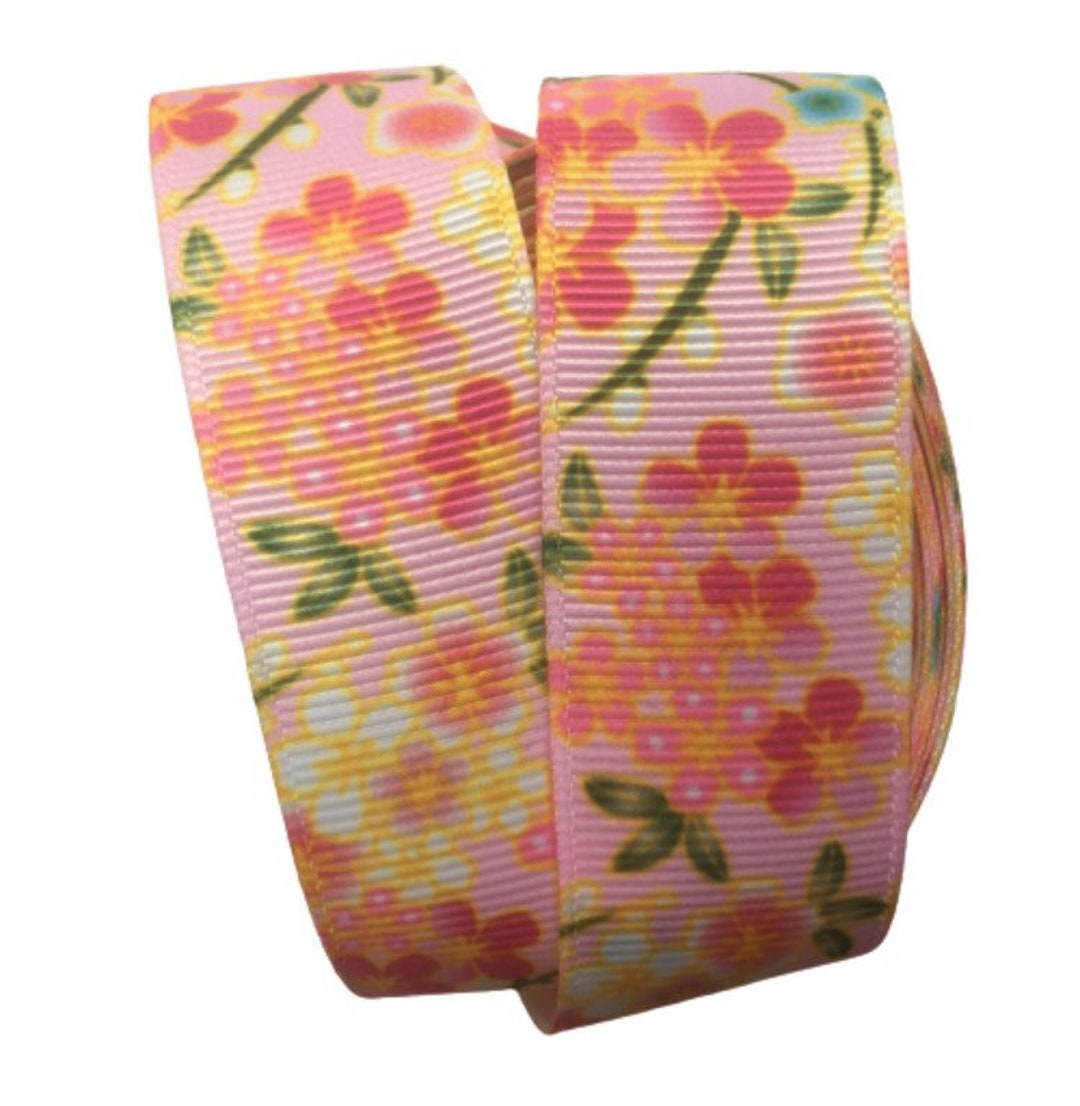 2m Pink Flower Ribbon, Pink Floral Ribbon, Flowers Ribbon - Etsy