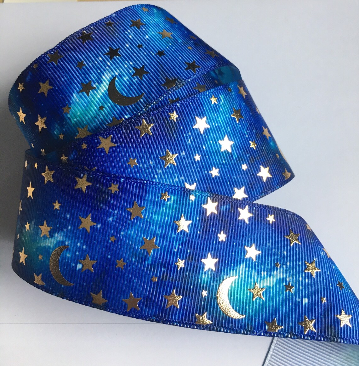 2m moons stars foil black Ribbon 25mm grosgrain ribbon 1 | Etsy