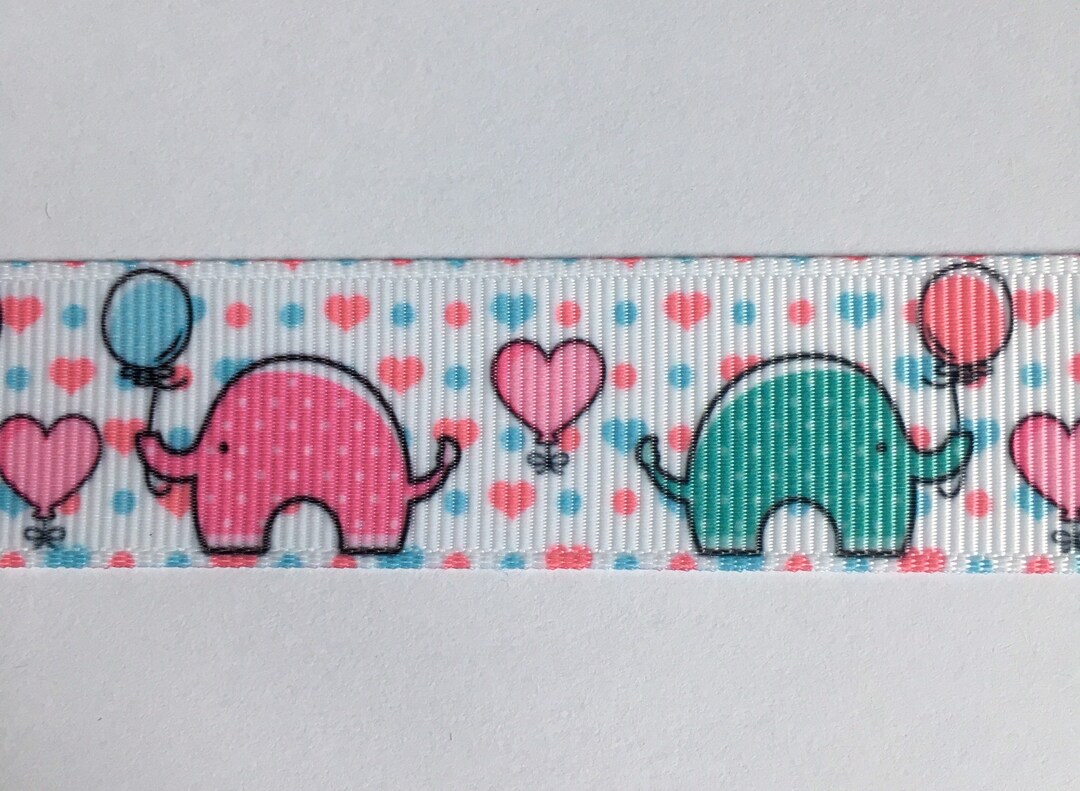 2m Baby Elephant Ribbon, Elephant Grosgrain, baby shower ribbon, new ...