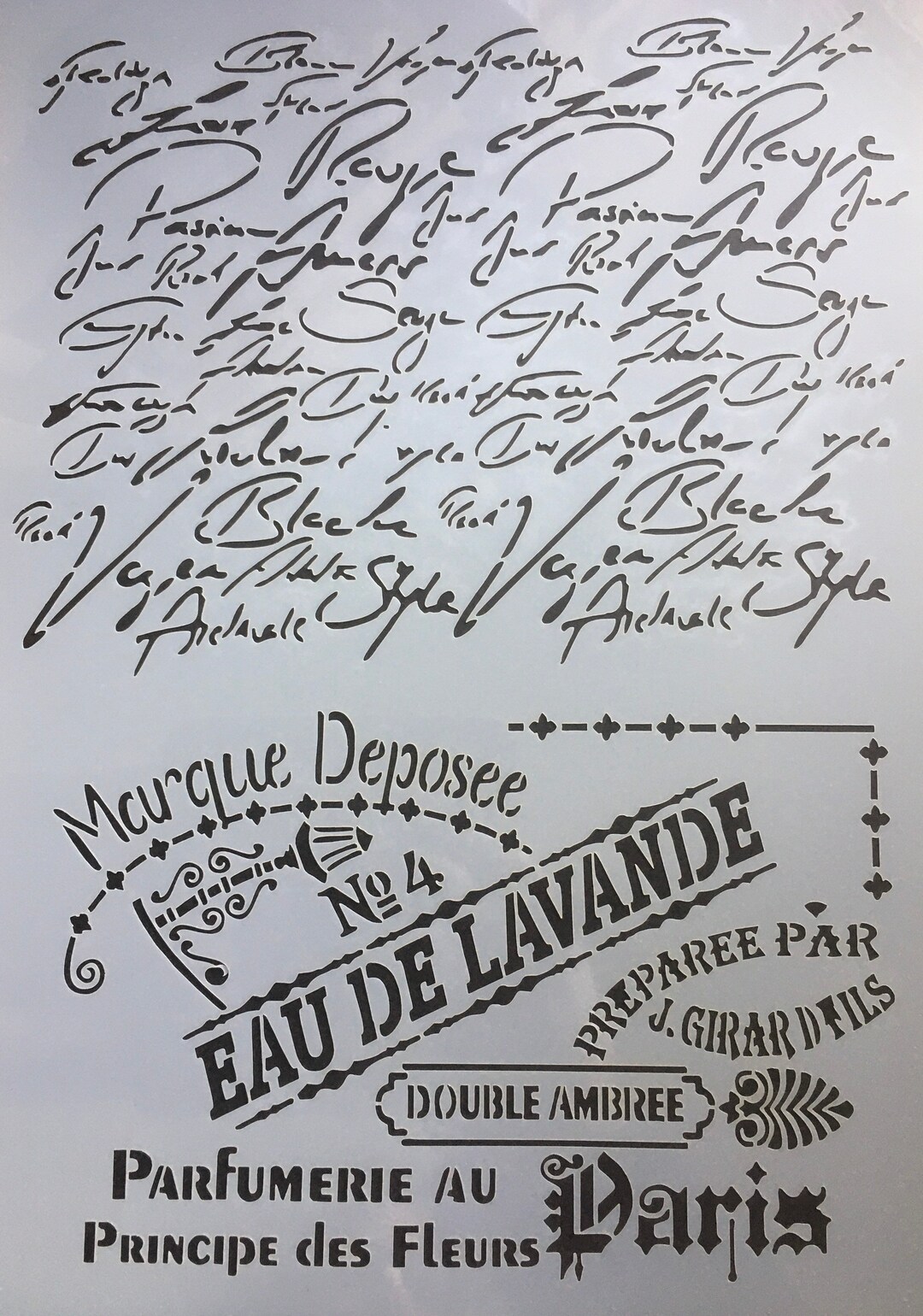 A4 French Script Text Stencil French Wording Stencil Crafting ...