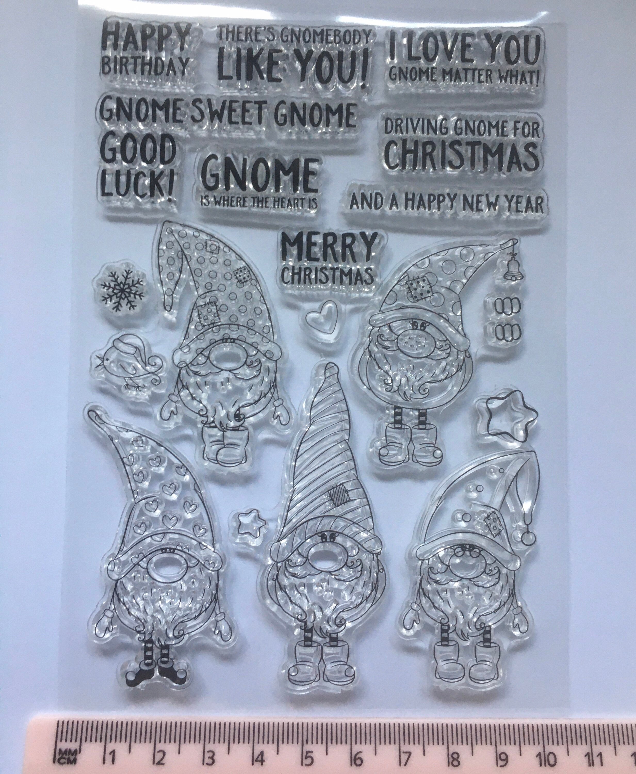 Gnome Rubber Stamp Set Including Christmas Sentiments - Etsy.de