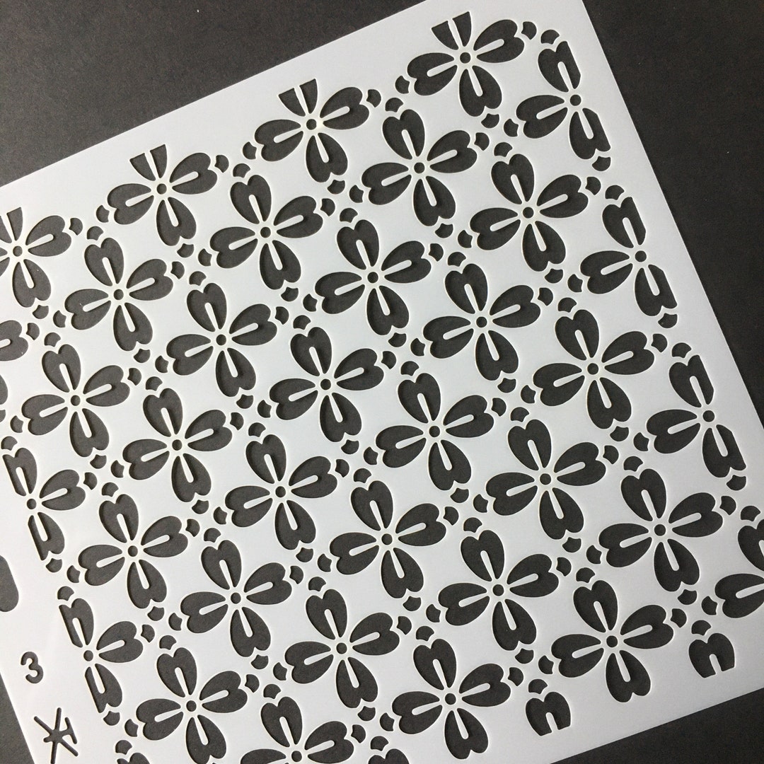 Repeated Flower Pattern Stencil, Texture Stencil, Journal Stencil ...