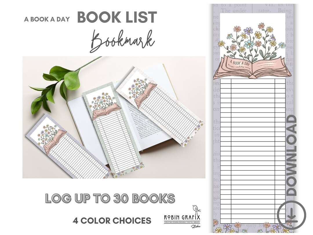 Reading List Bookmark, Book Tracker Bookmark, Printable Bookmarks ...