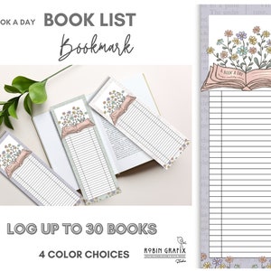 Reading List Bookmark, Book Tracker Bookmark, Printable Bookmarks ...