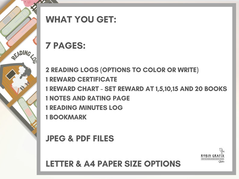 Farm Animals Reading Log Bundle, Kids Reward Chart (digital Download ...