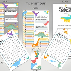 Kids Reading Log Printable Bundle, Dinosaur Chart, Reading Log for Kids ...