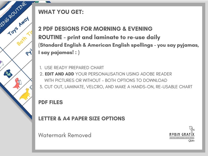 Morning Bedtime Routine Charts, Editable Checklist, Printable Routines ...