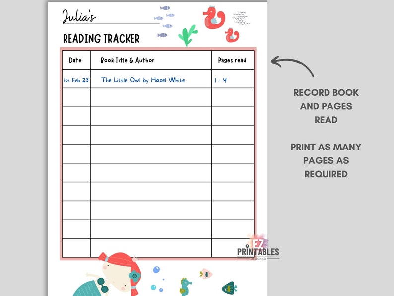 Reading Log Printable Kids Book Log Book Tracker Reading - Etsy