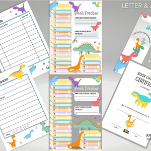 Kids Reading Log Printable Bundle, Dinosaur Chart, Reading Log for Kids ...