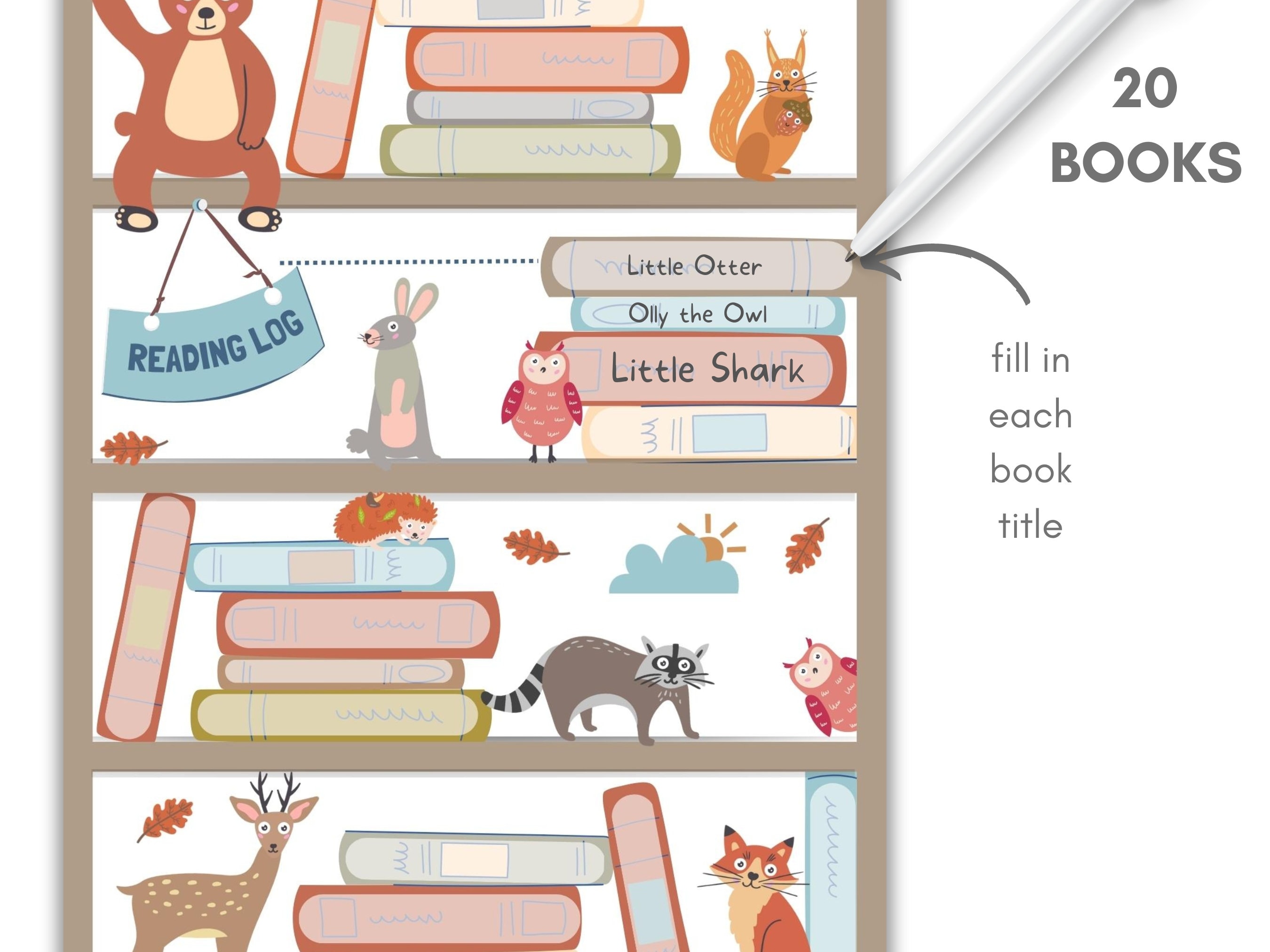 Woodland Animals Reading Log Bundle, Kids Printable (digital Download ...