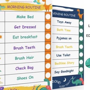 Morning Bedtime Routine Charts, Editable Checklist, Printable Routines ...