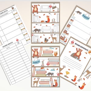 Autumn Book Log, Reading Reward Chart, Woodland Printable, Kids Reading ...