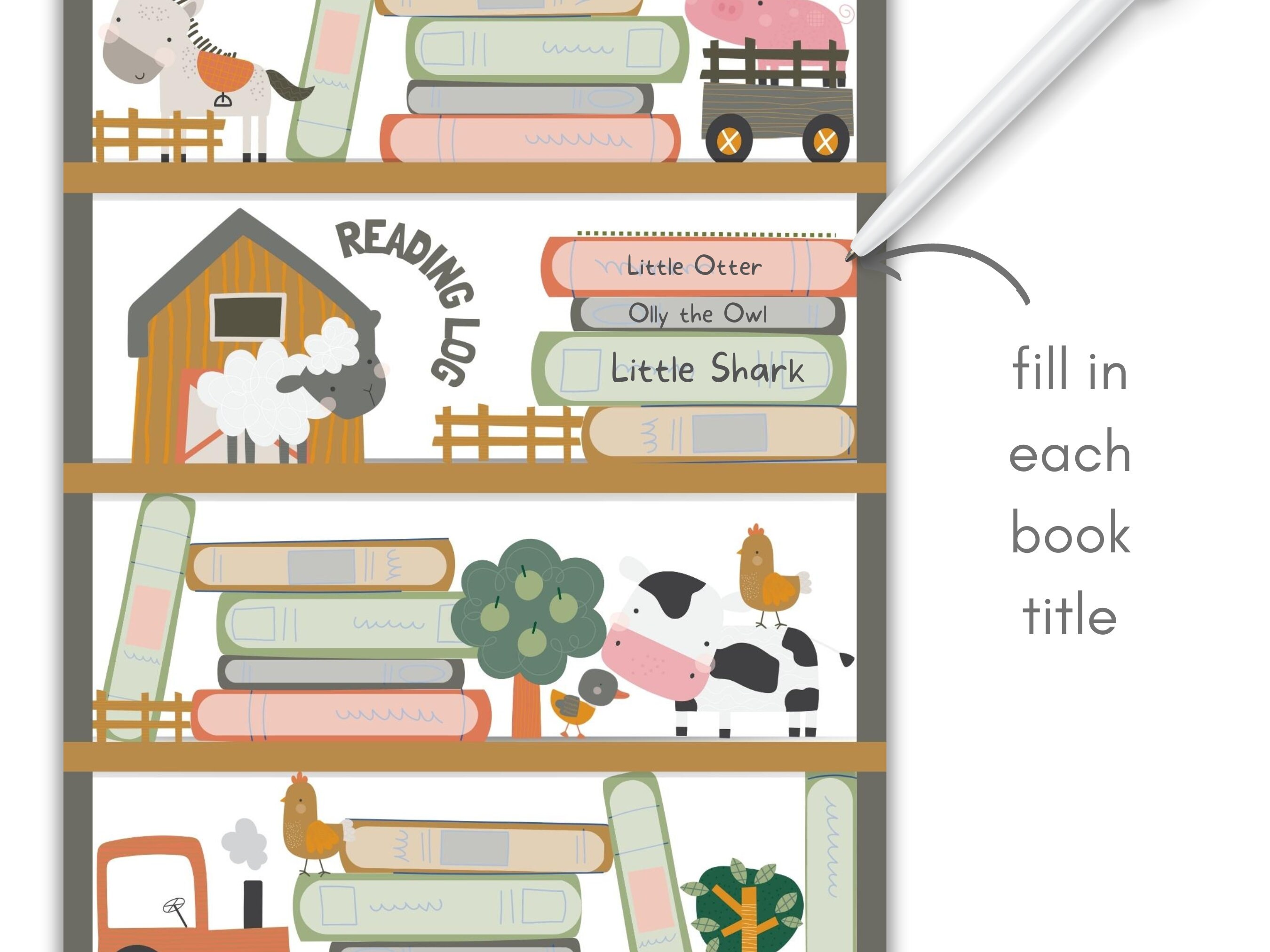 Reading Log for Kids, Farm Animals Printable, Reading Reward Chart ...