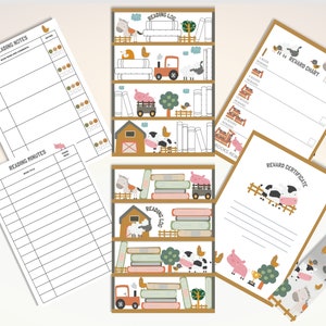 Reading Log for Kids, Farm Animals Printable, Reading Reward Chart ...