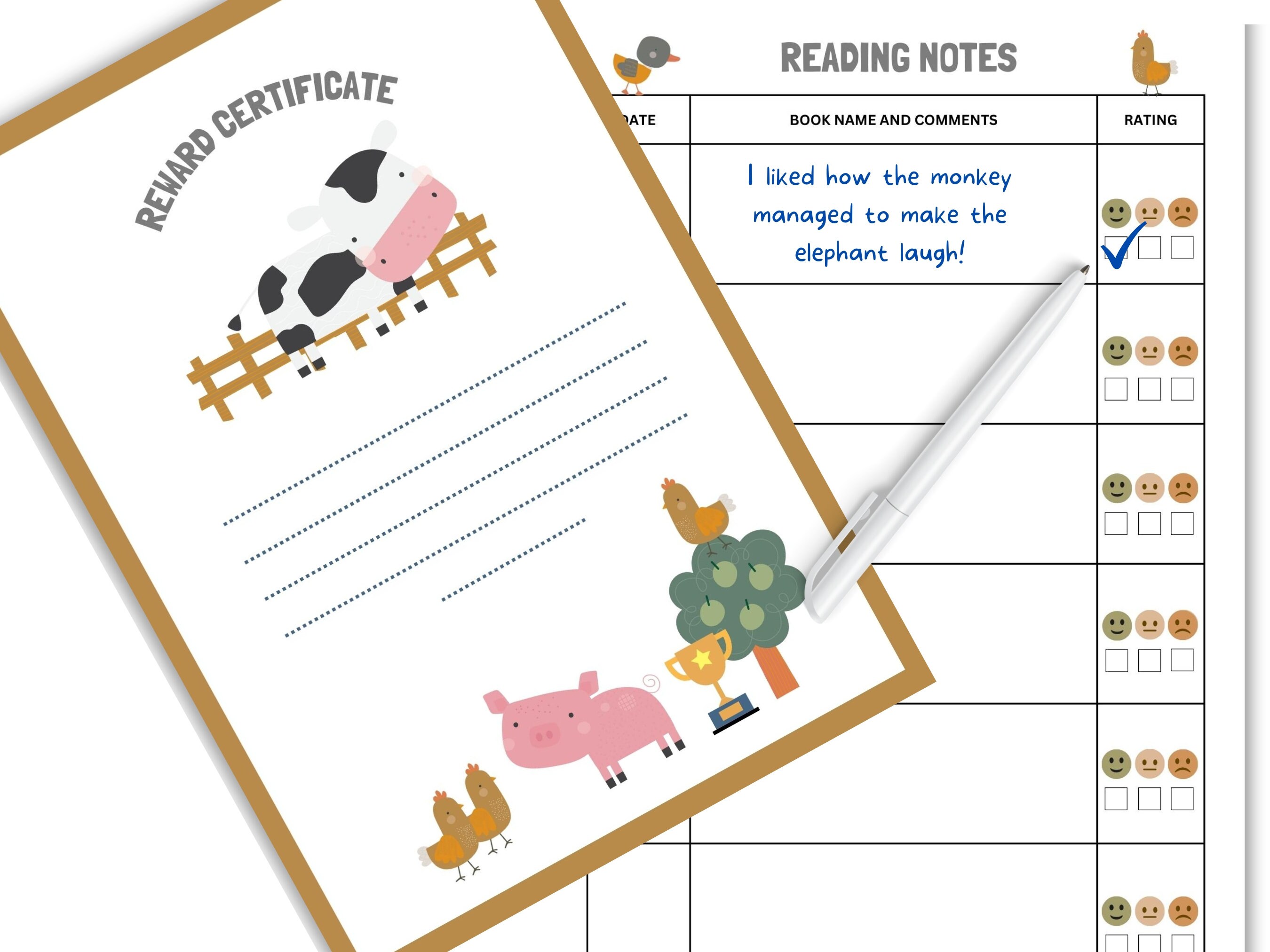 Reading Log for Kids, Farm Animals Printable, Reading Reward Chart ...