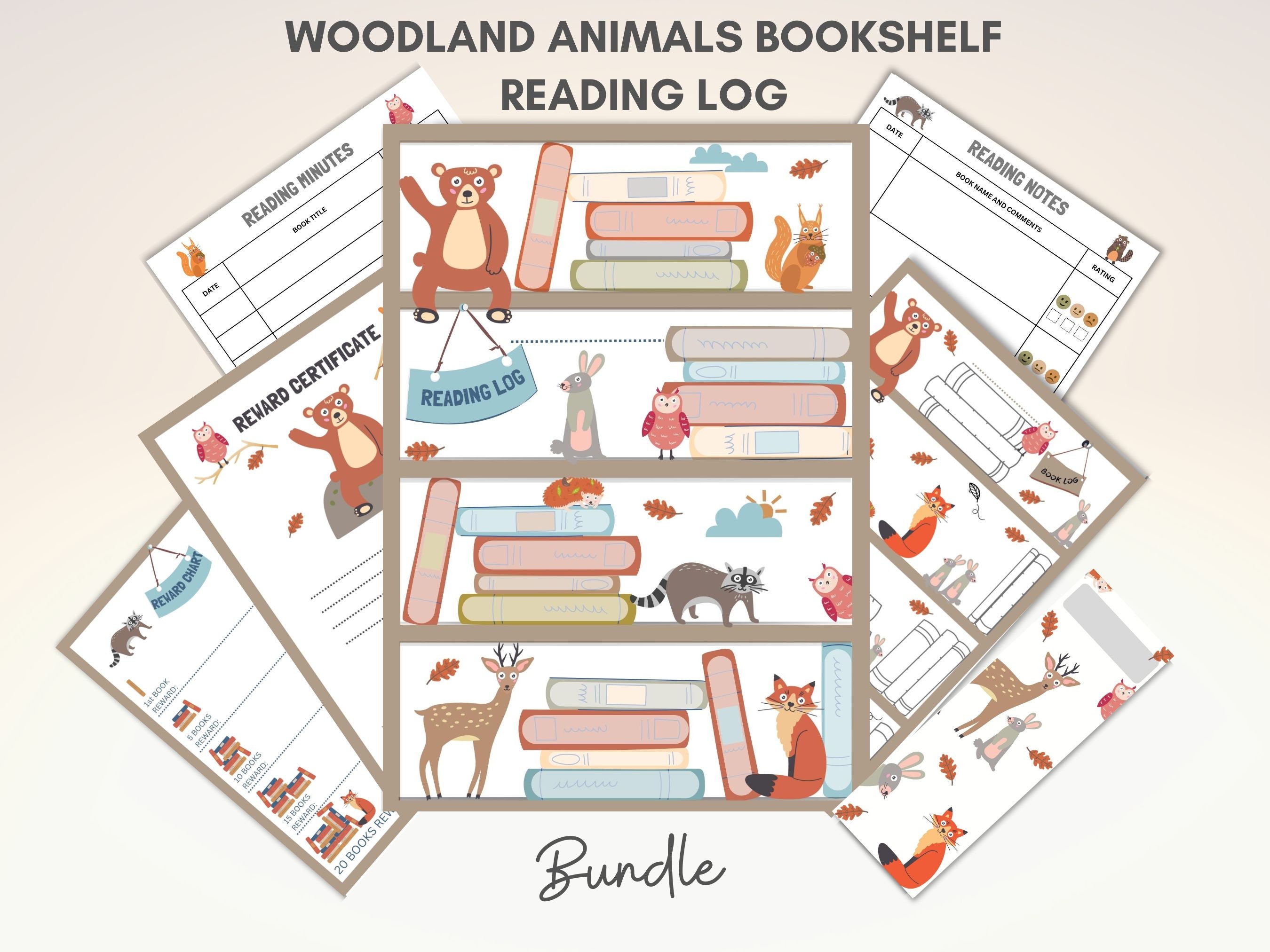 Autumn Book Log, Reading Reward Chart, Woodland Printable, Kids Reading ...