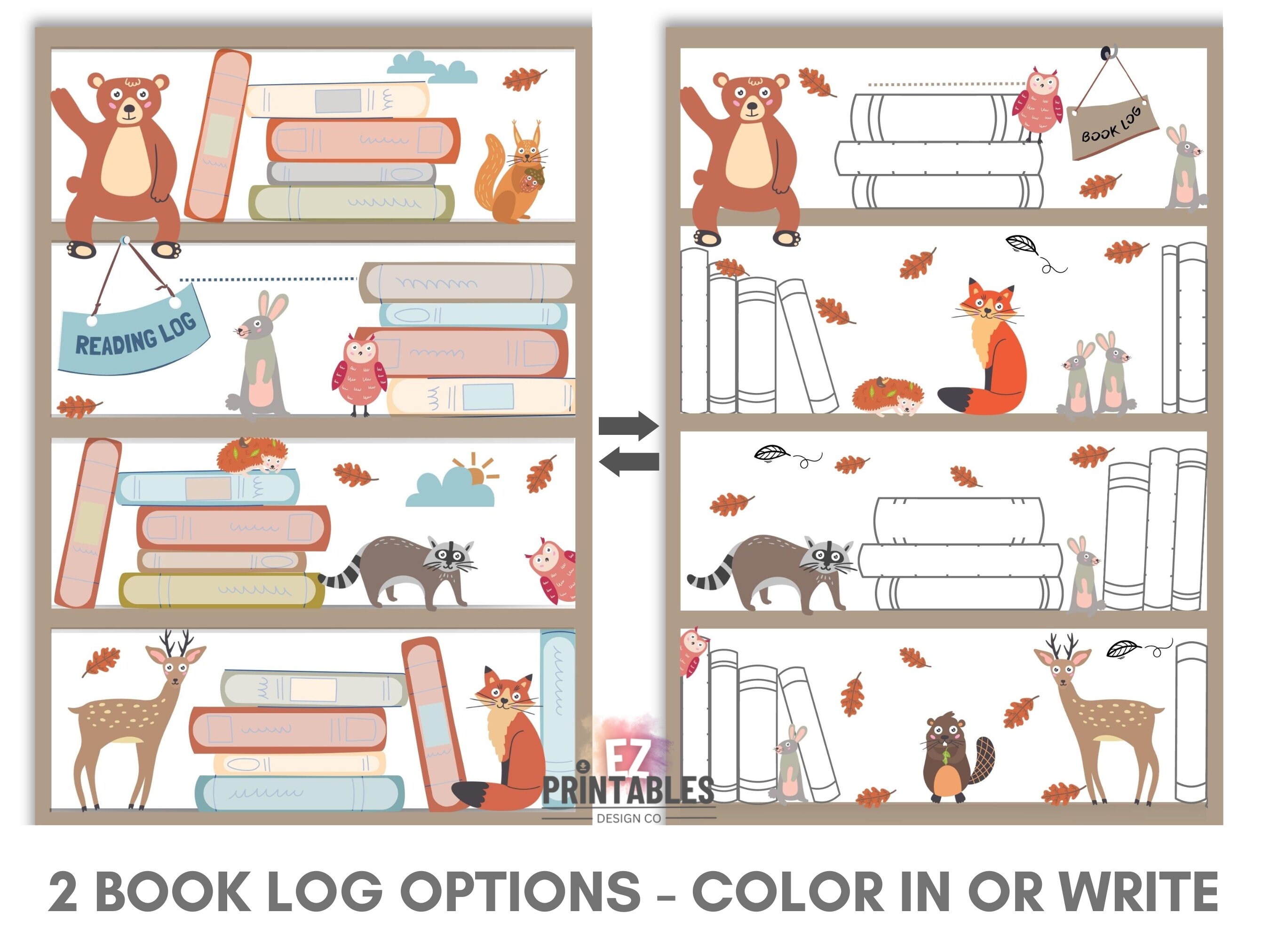 Autumn Book Log Reading Reward Chart Woodland Printable - Etsy