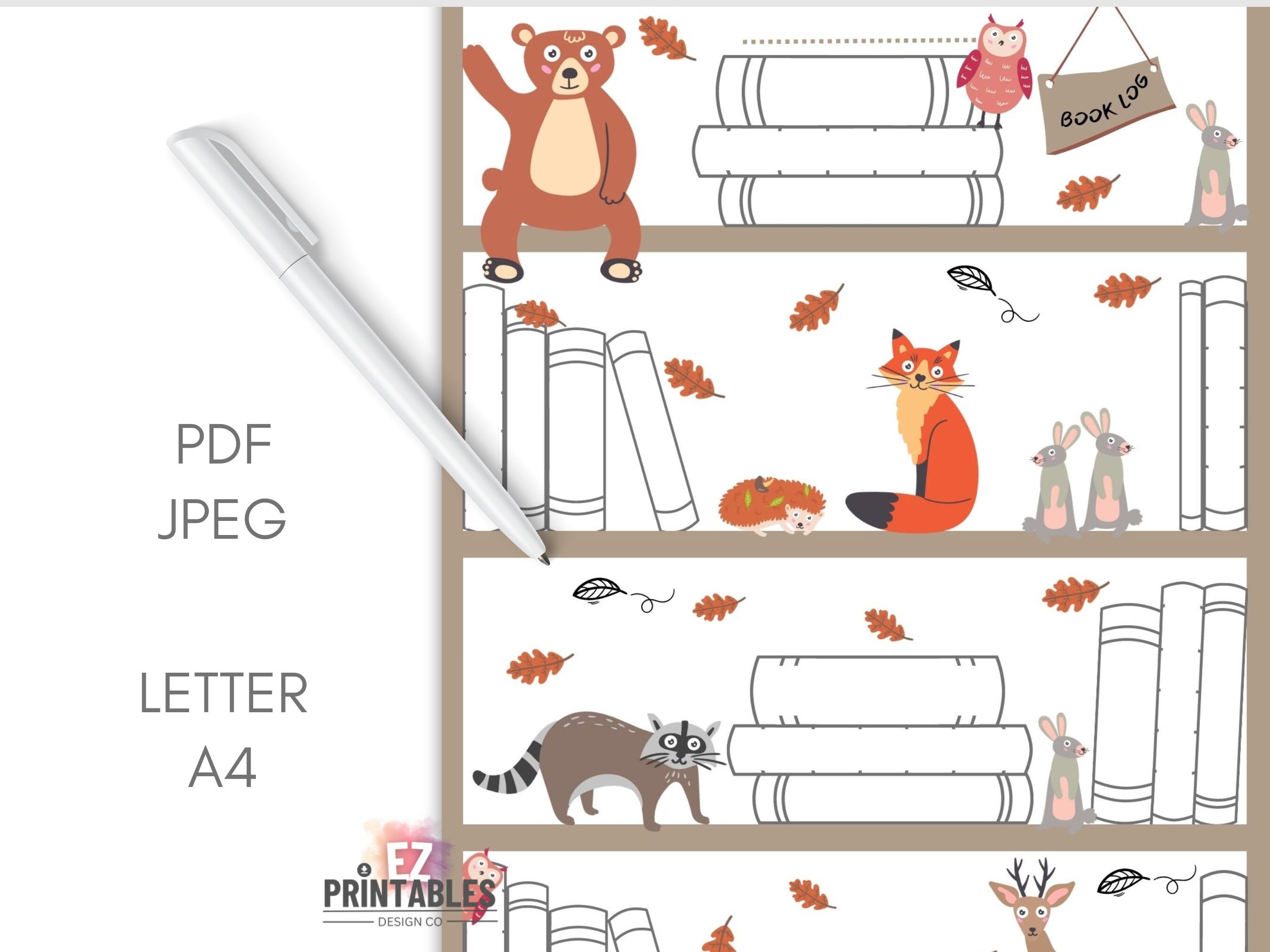 Autumn Book Log Reading Reward Chart Woodland Printable - Etsy