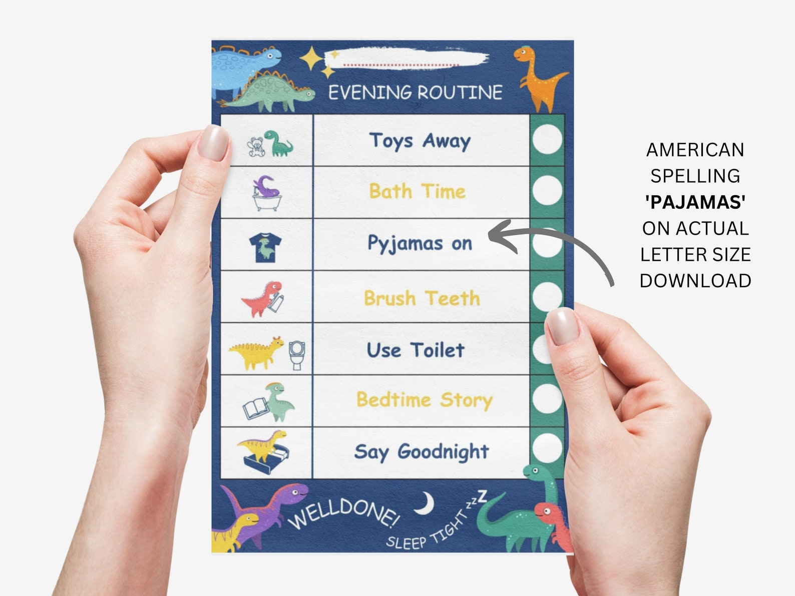 Dinosaur Morning and Evening Routine Chart, Editable Checklist (PDF) - Etsy