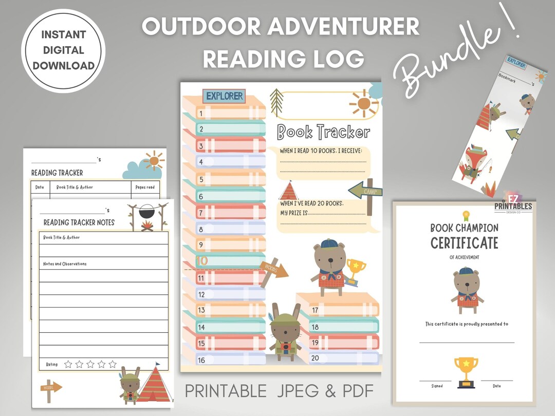Reading Log Printable Kids Book Tracker Kids Reading - Etsy