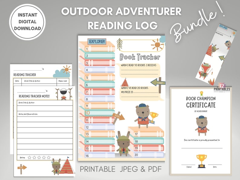 Reading Log Printable Kids Book Tracker Kids Reading - Etsy