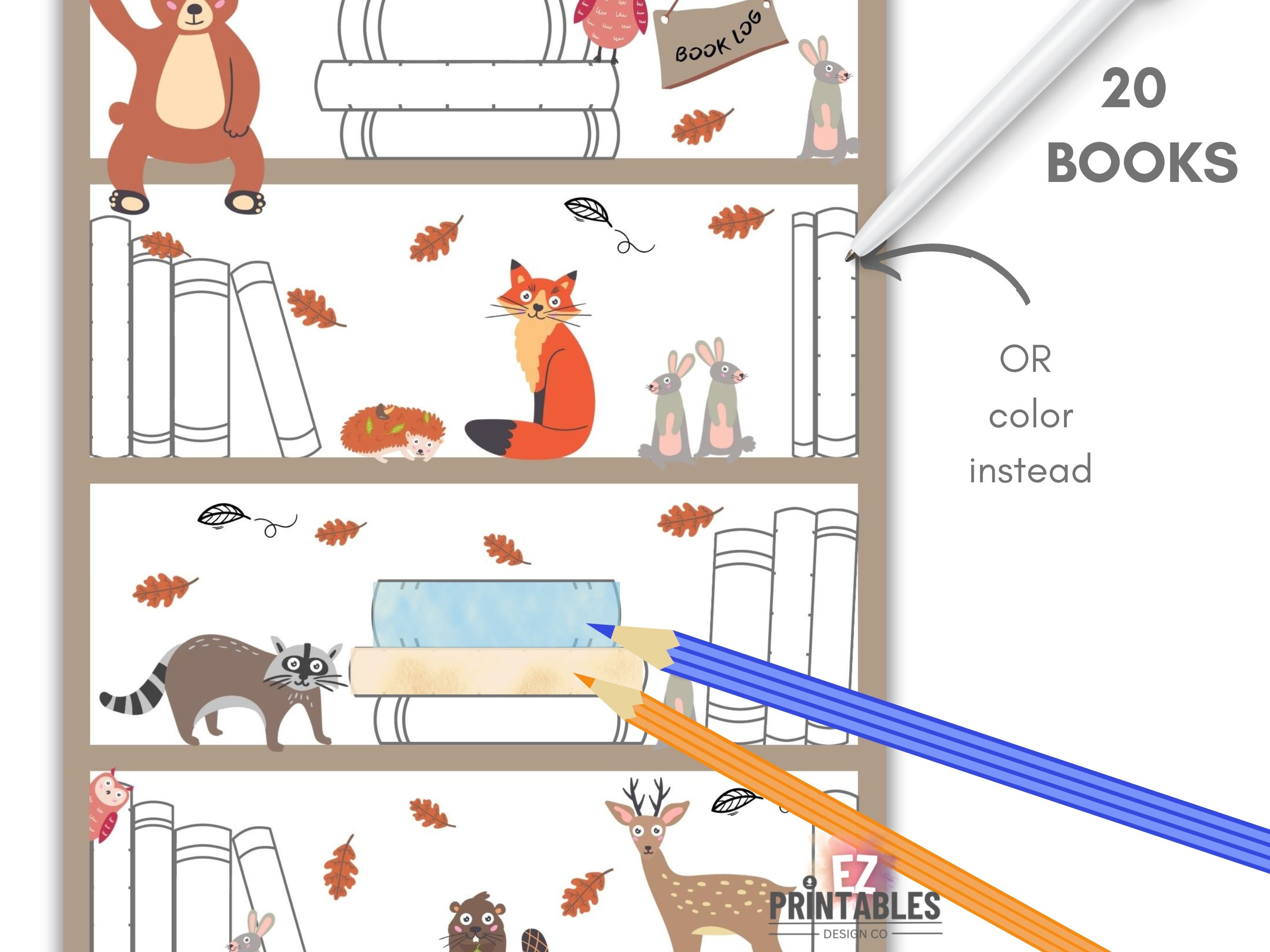 Autumn Book Log Reading Reward Chart Woodland Printable - Etsy