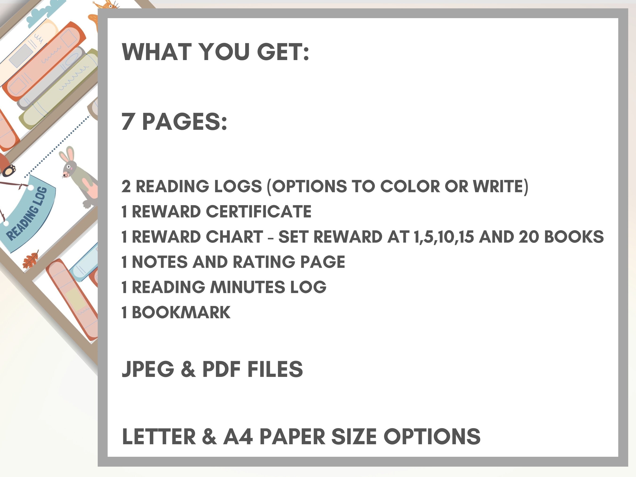 Autumn Book Log Reading Reward Chart Woodland Printable - Etsy