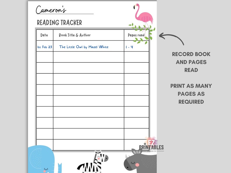 Kids Reading Log Book Log Book Tracker Reading Challenge - Etsy