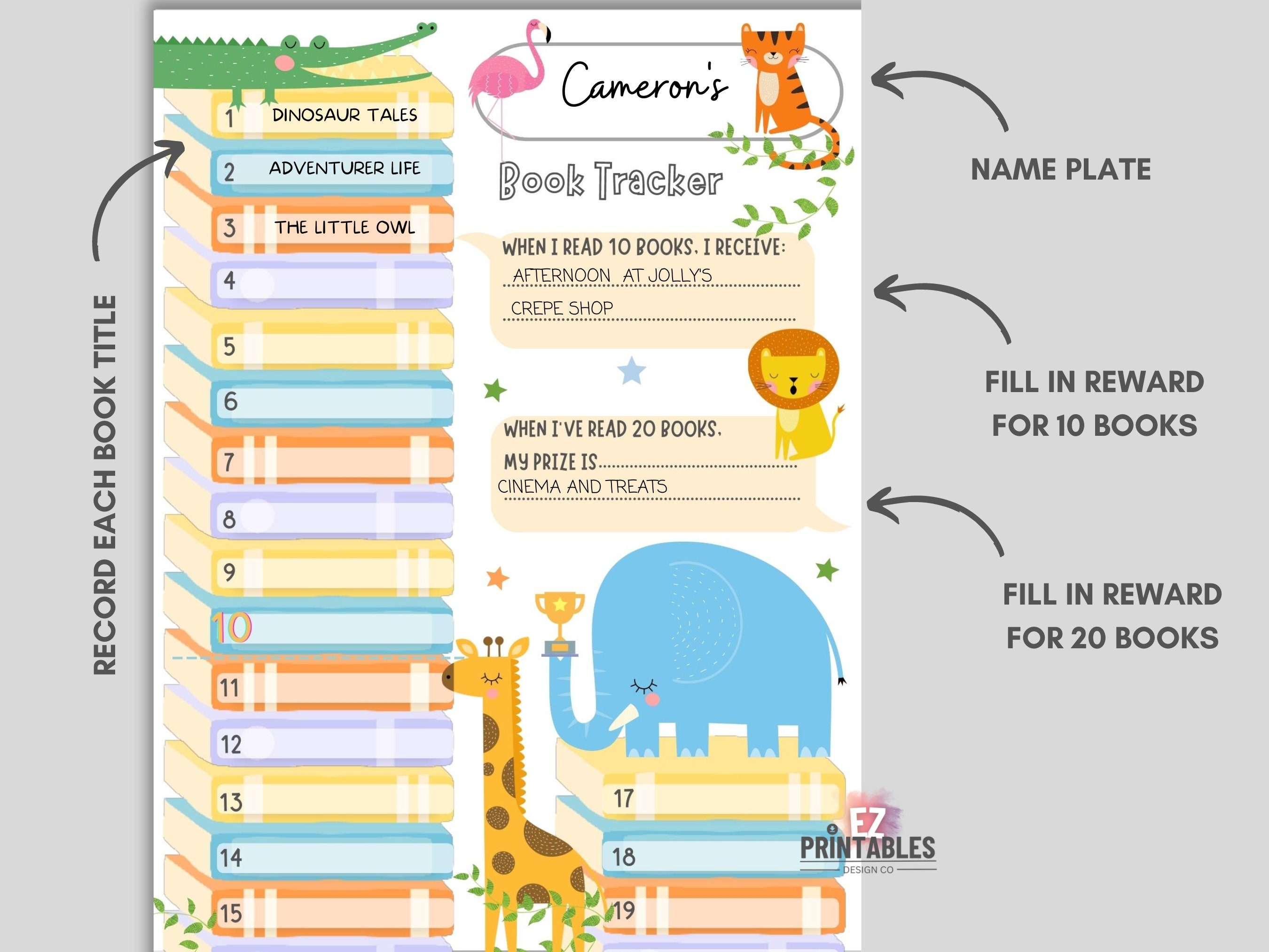 Kids Reading Log Book Log Book Tracker Reading Challenge - Etsy