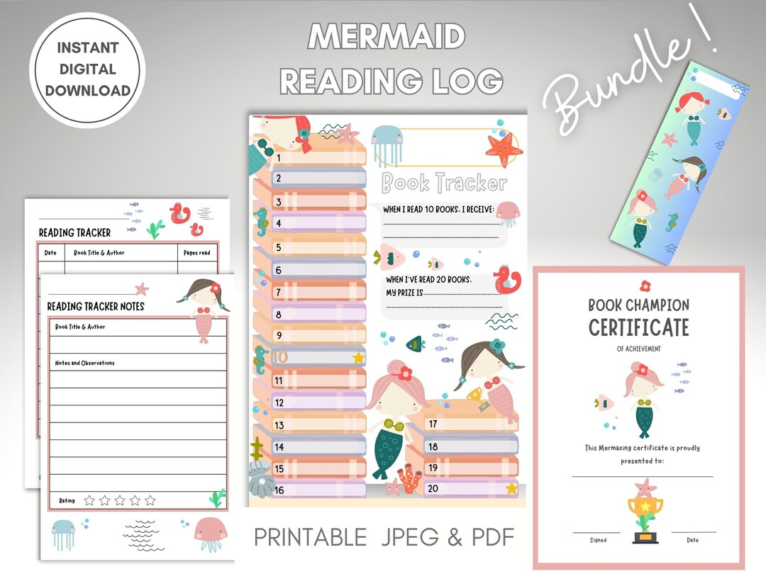 Reading Log Printable Kids Book Log Book Tracker Reading - Etsy