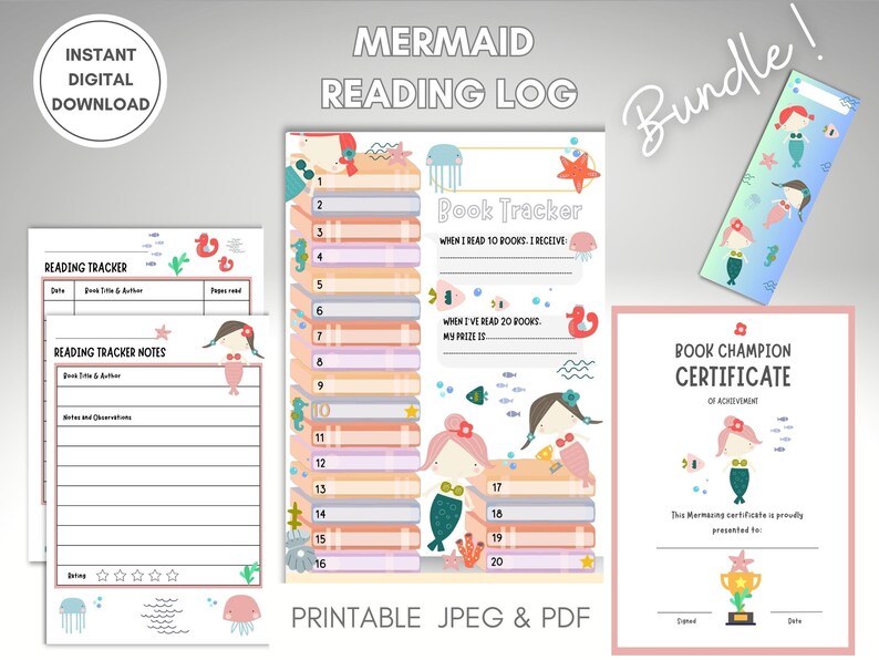 Reading Log Printable Kids Book Log Book Tracker Reading - Etsy