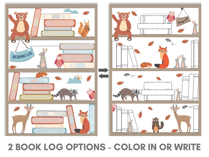 Autumn Book Log, Reading Reward Chart, Woodland Printable, Kids Reading ...