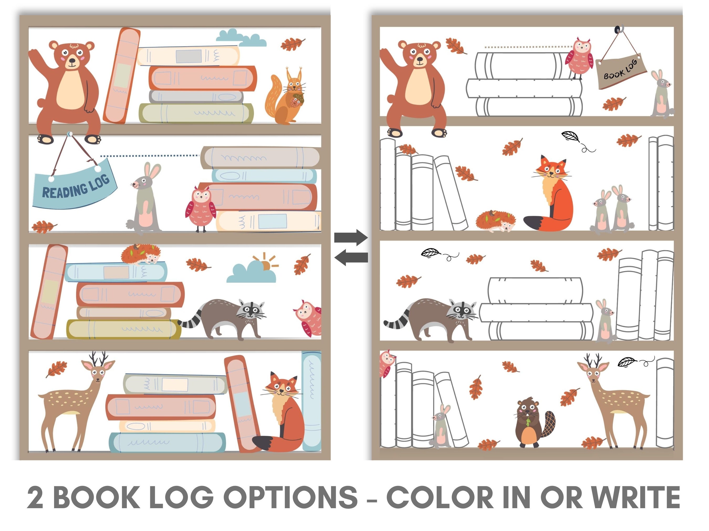 Autumn Book Log, Reading Reward Chart, Woodland Printable, Kids Reading ...