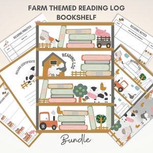 Farm Animals Reading Log Bundle, Kids Reward Chart (digital Download ...