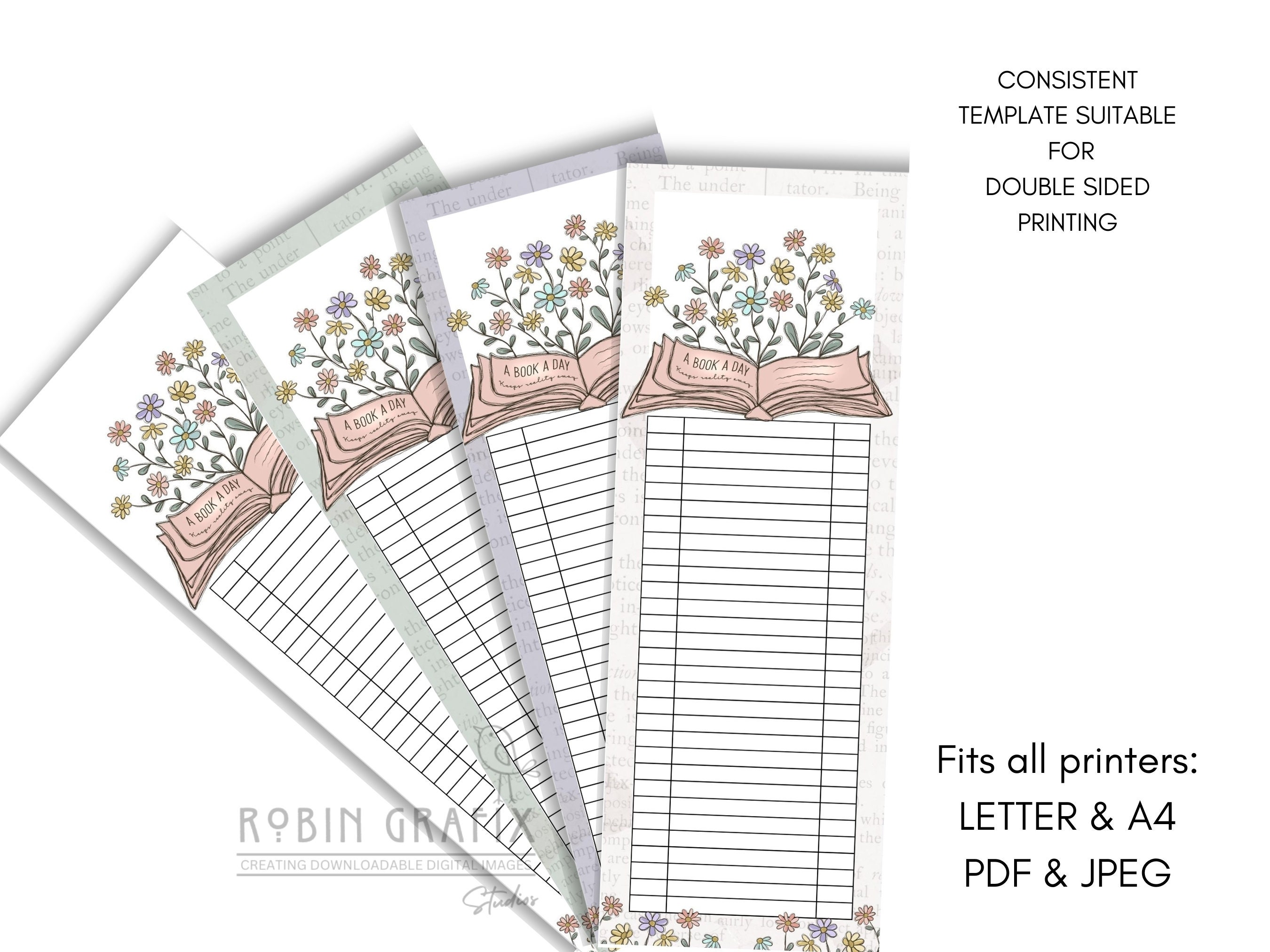 Reading List Bookmark, Book Tracker Bookmark, Printable Bookmarks ...