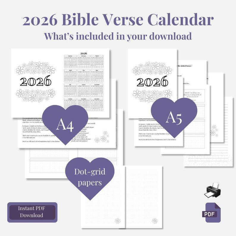 2026 Bible Verse Calendar: Printable Scripture Planner (A4/A5 PDF ...