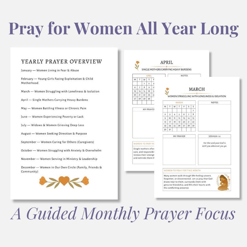 2026 Prayer Planner for Women| Monthly Prayer Focus, Scripture Cards ...