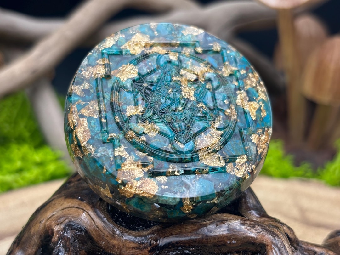 Metatron Orgonite Disc: Handmade Energy Protection With Chrysocolla ...