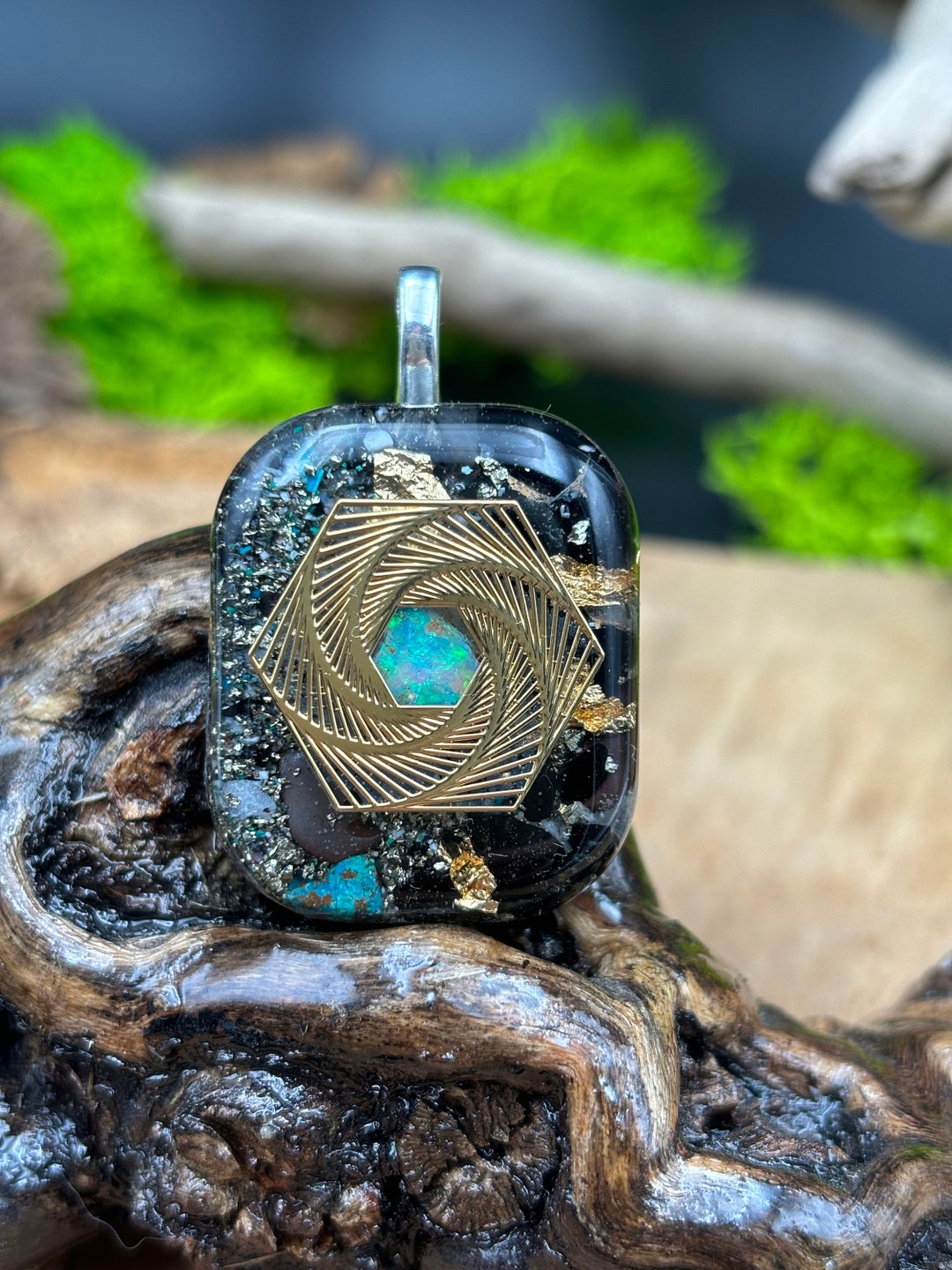 Orgonite Torus Pendant With Noble Opal, Black Tourmaline, Pyrite ...