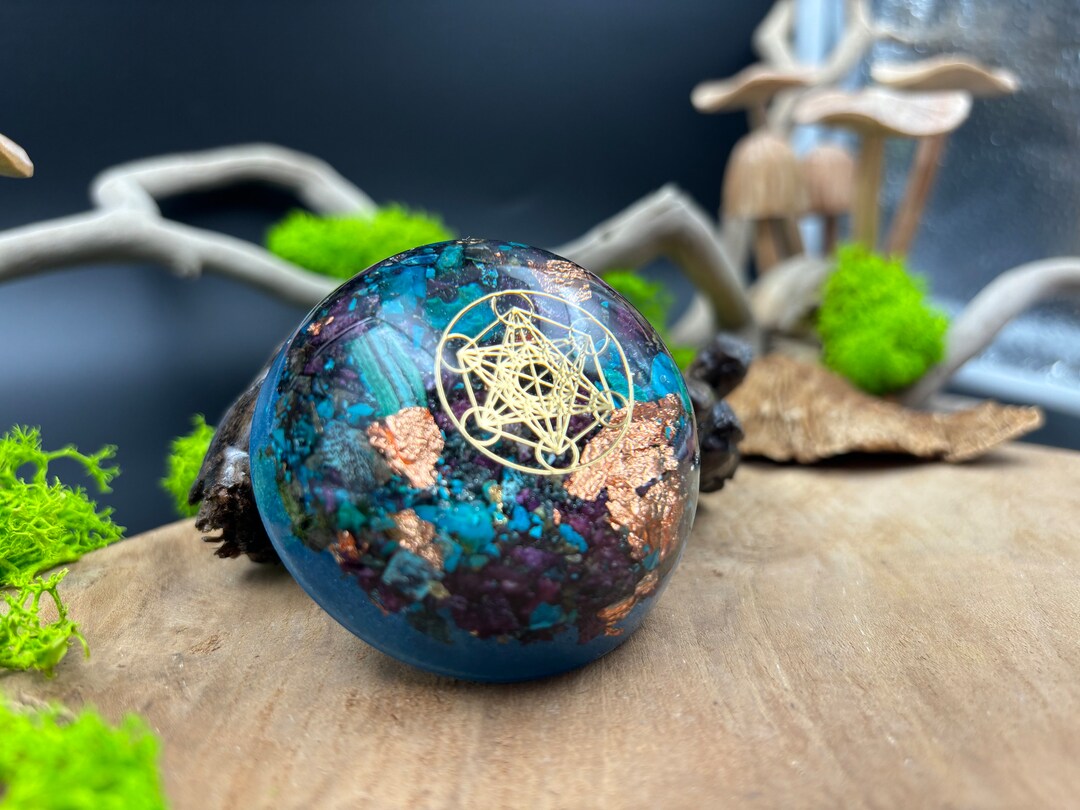 Artisanal Orgonite Dome Metatron, Stichtite, Chrysocolla Malachite - Etsy