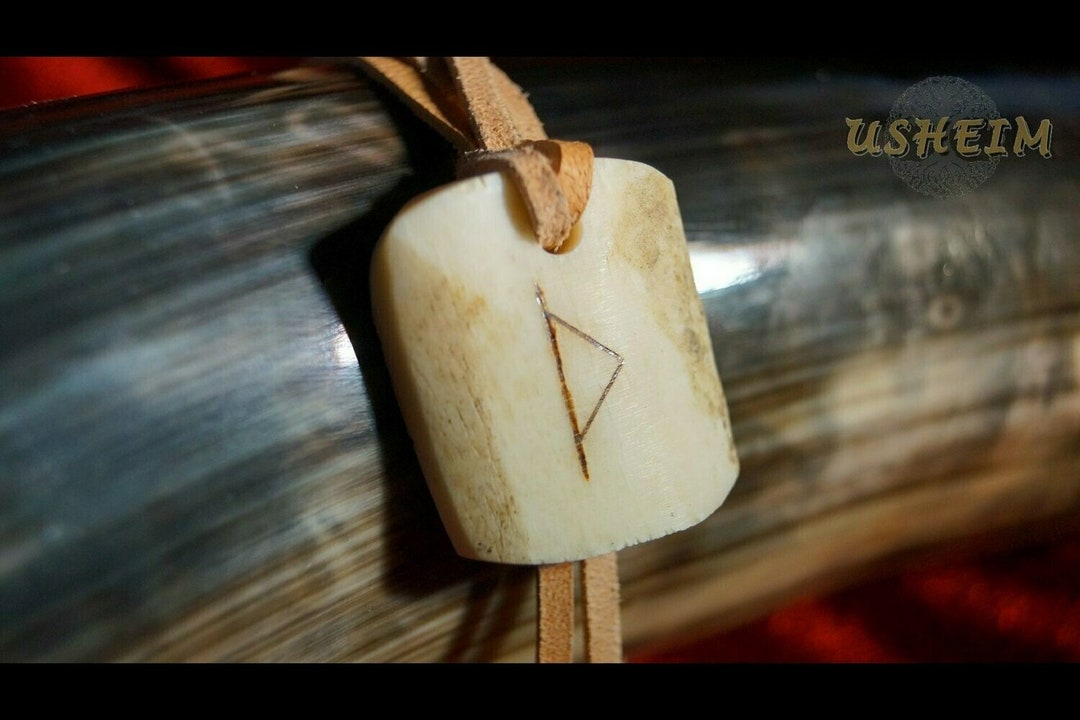 Bone Pendant small With Burnt Rune Thurisaz Thor's Hammer Bone Necklace ...