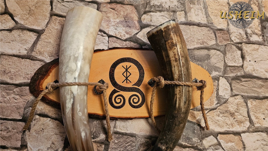Wall Mount troll Cross With Protective Rune for 2 Drinking Horns - Etsy
