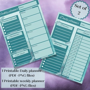 Weekly and Daily Decorative Planner Set, Printable Schedule for Work or ...