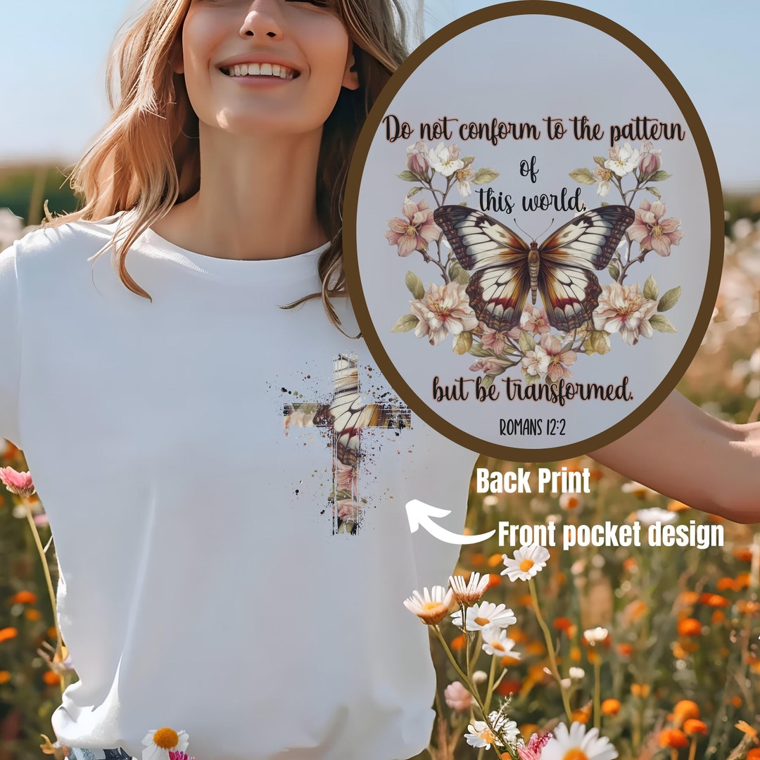 Boho Christian Romans 12:2 Bible Verse Tshirt, Jesus Faith Trendy Tee ...
