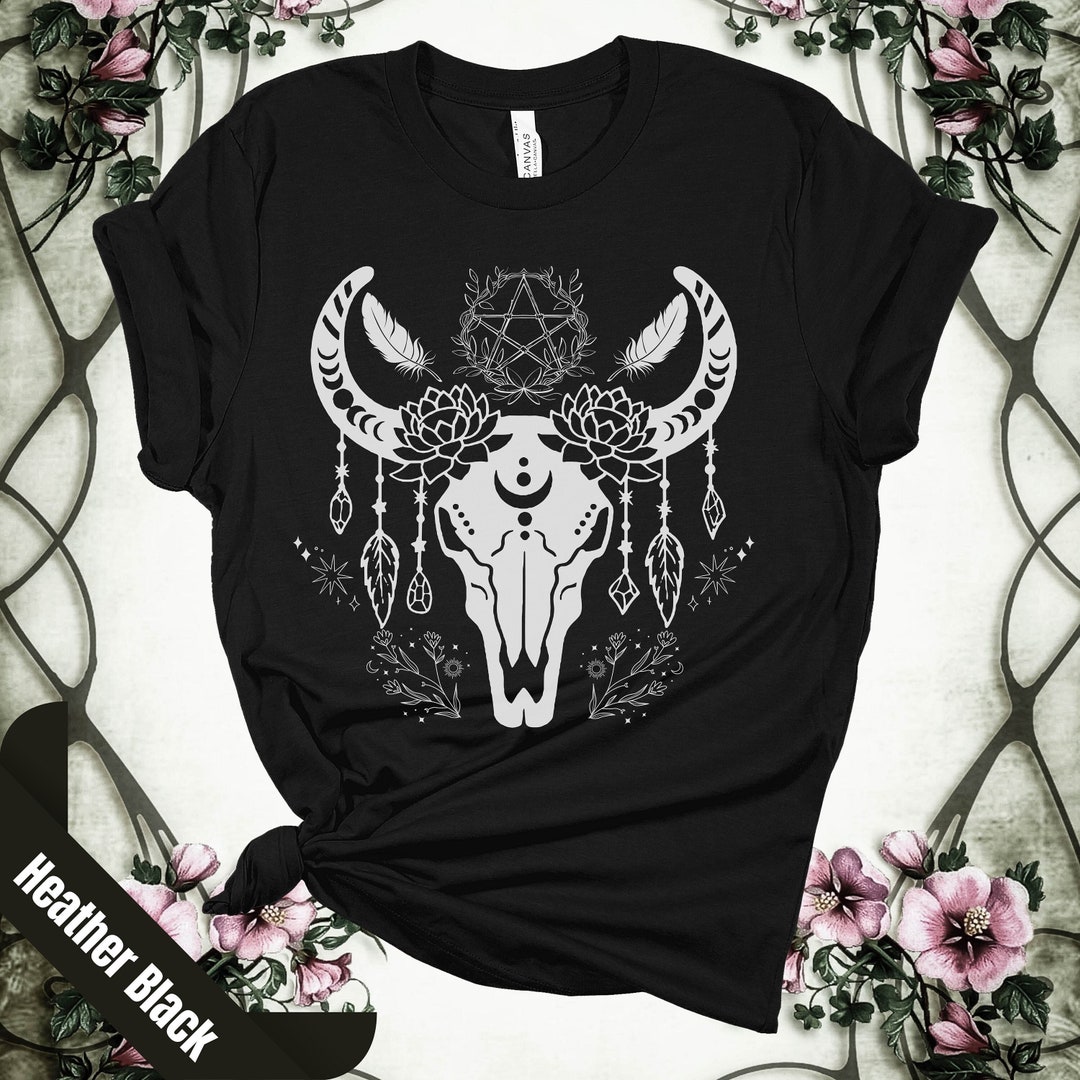 Naturecore Aesthetic Lotus and Skull Shirt, Cottagecore Animal Tee ...