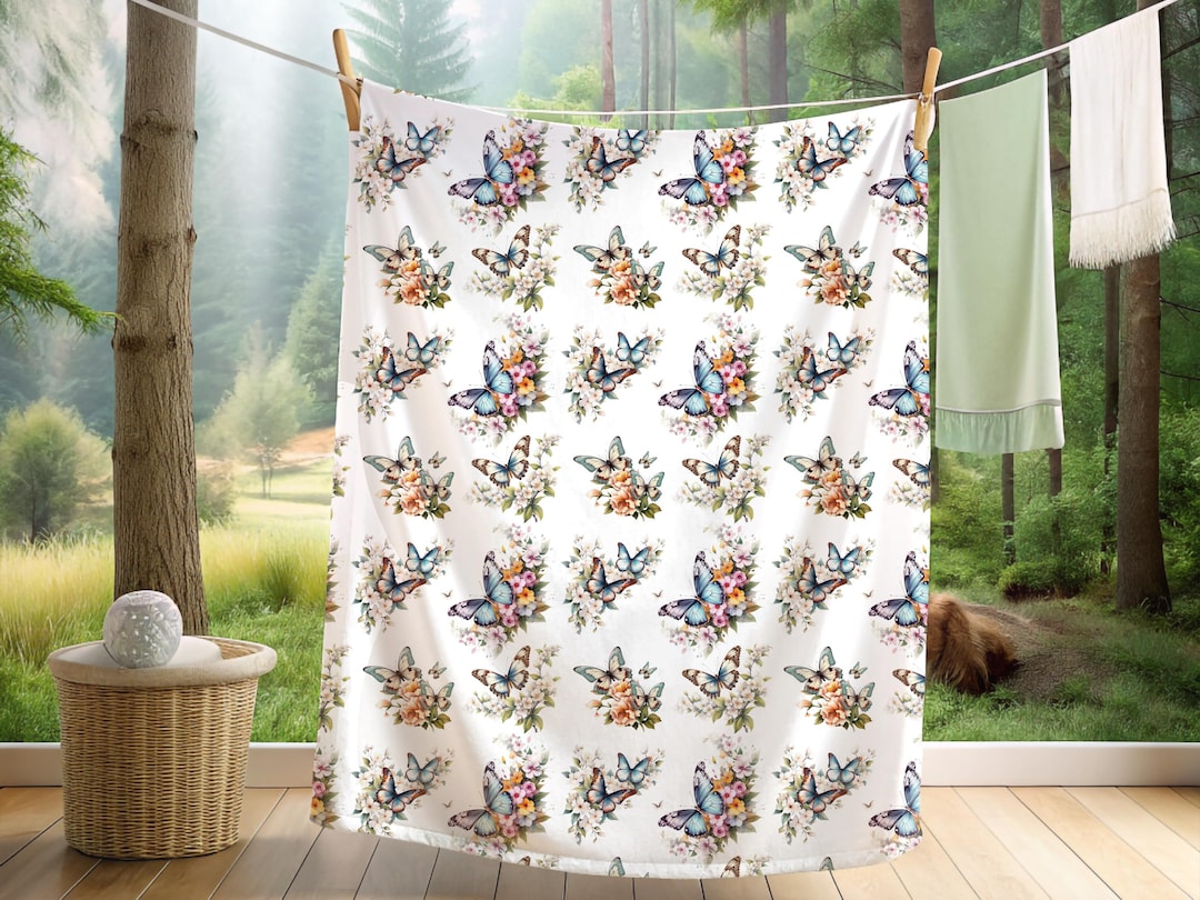 Cottagecore Floral Blanket Boho Vibes Velvet Throw Butterfly Naturecore ...