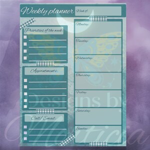 Weekly and Daily Decorative Planner Set, Printable Schedule for Work or ...