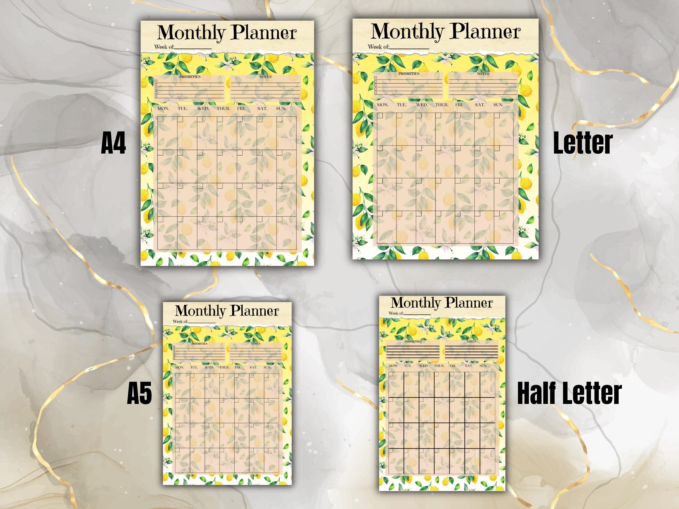 Cottagecore Lemon Stationary Planner Printable Journal Pages, Undated ...